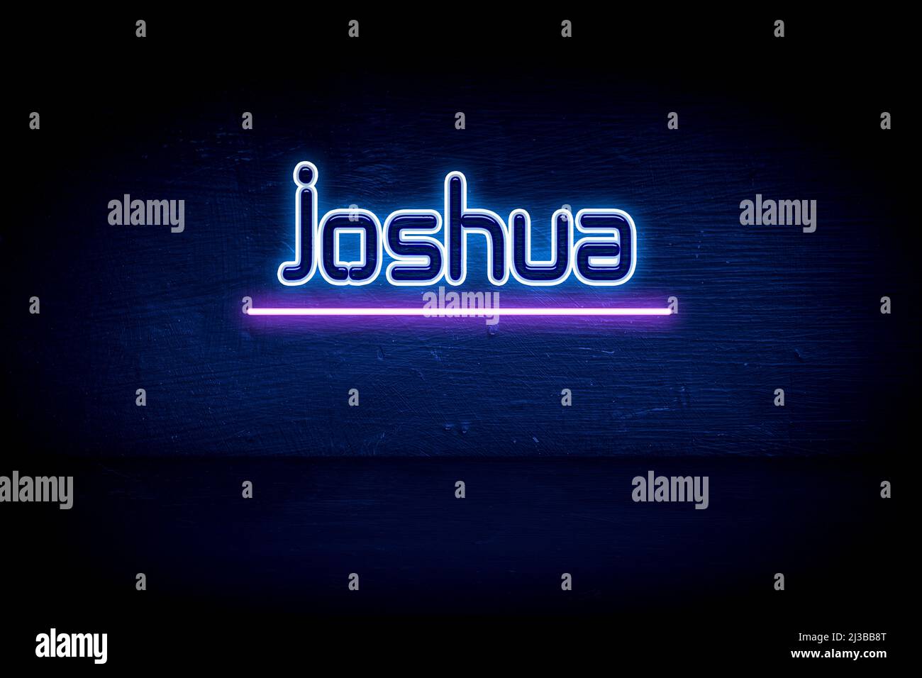 Joshua - blue neon announcement signboard Stock Photo - Alamy