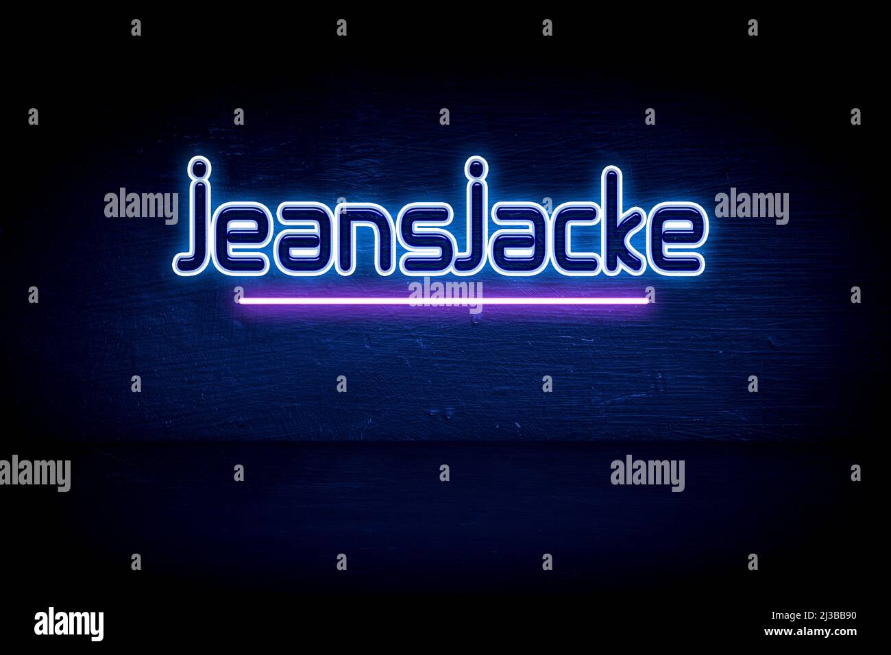 jeansjacke - blue neon announcement signboard Stock Photo - Alamy