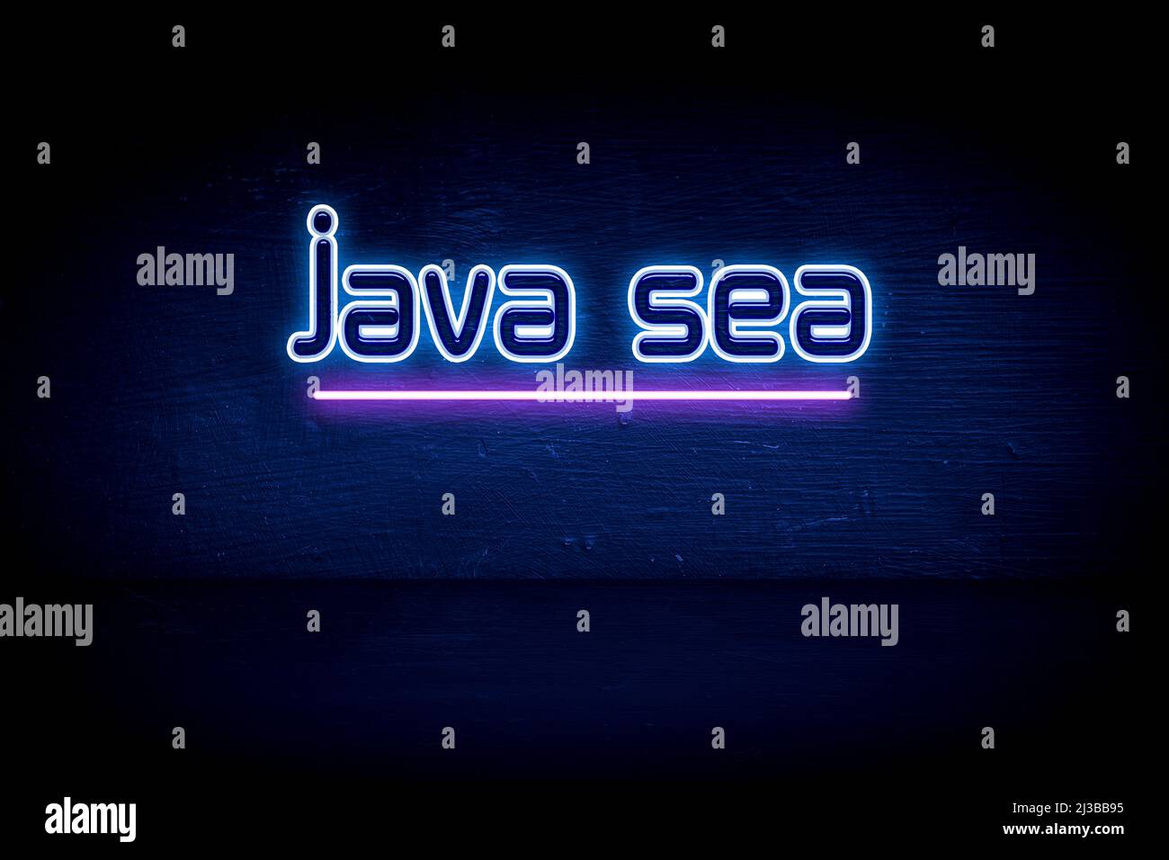 Java Sea - blue neon announcement signboard Stock Photo - Alamy