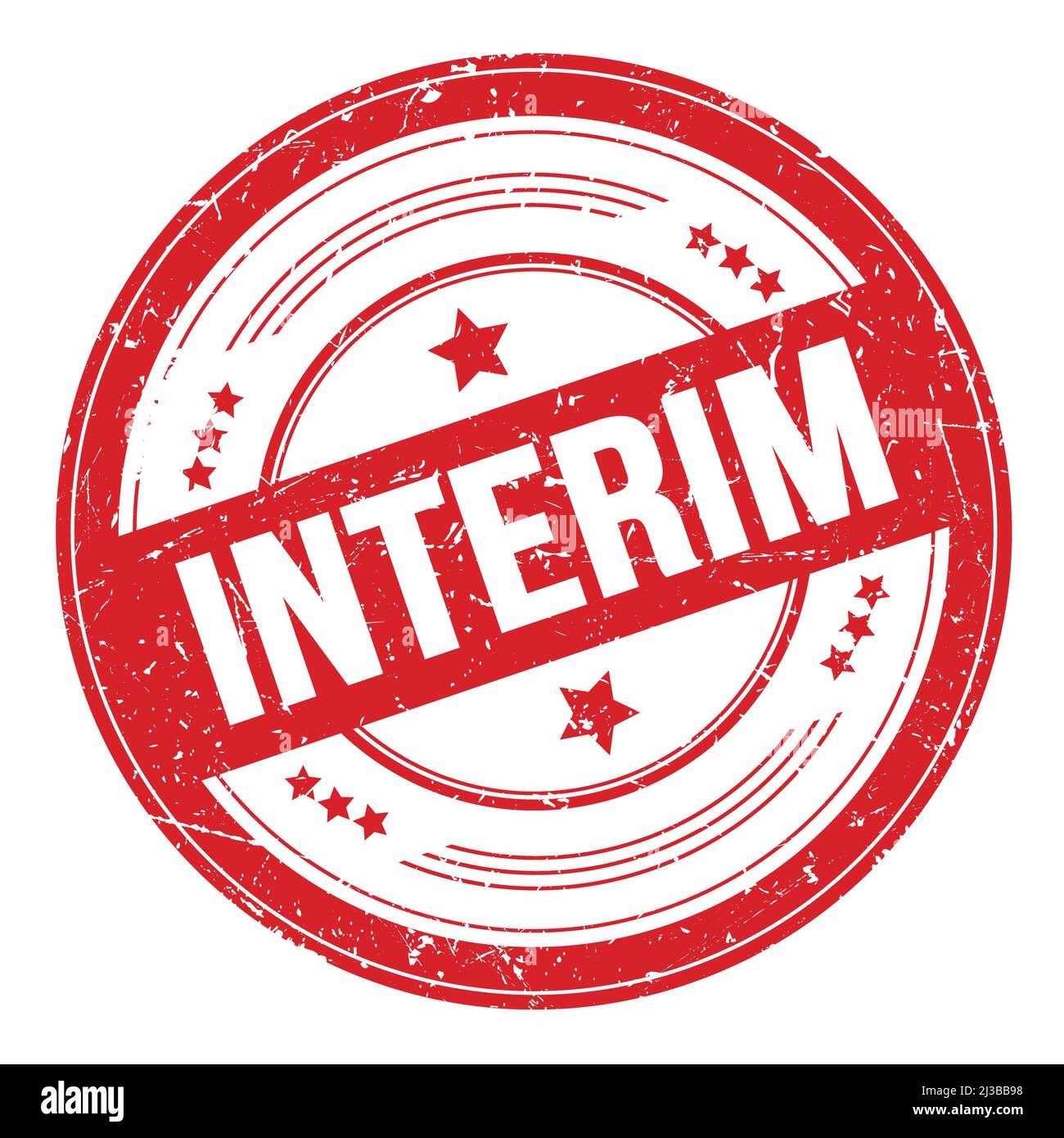 INTERIM text on red round grungy texture stamp Stock Photo - Alamy
