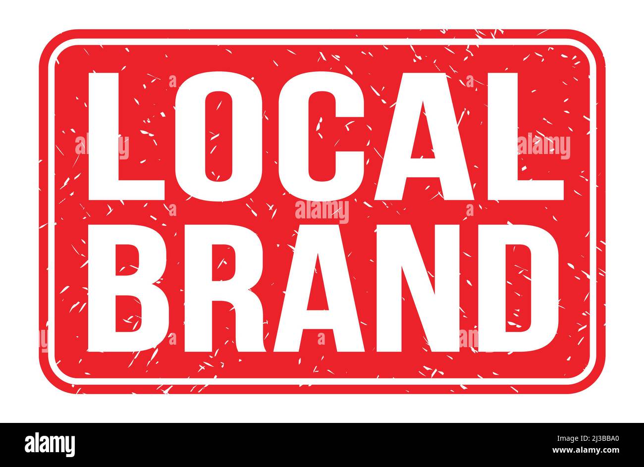 LOCAL BRAND, words written on red rectangle stamp sign Stock Photo - Alamy