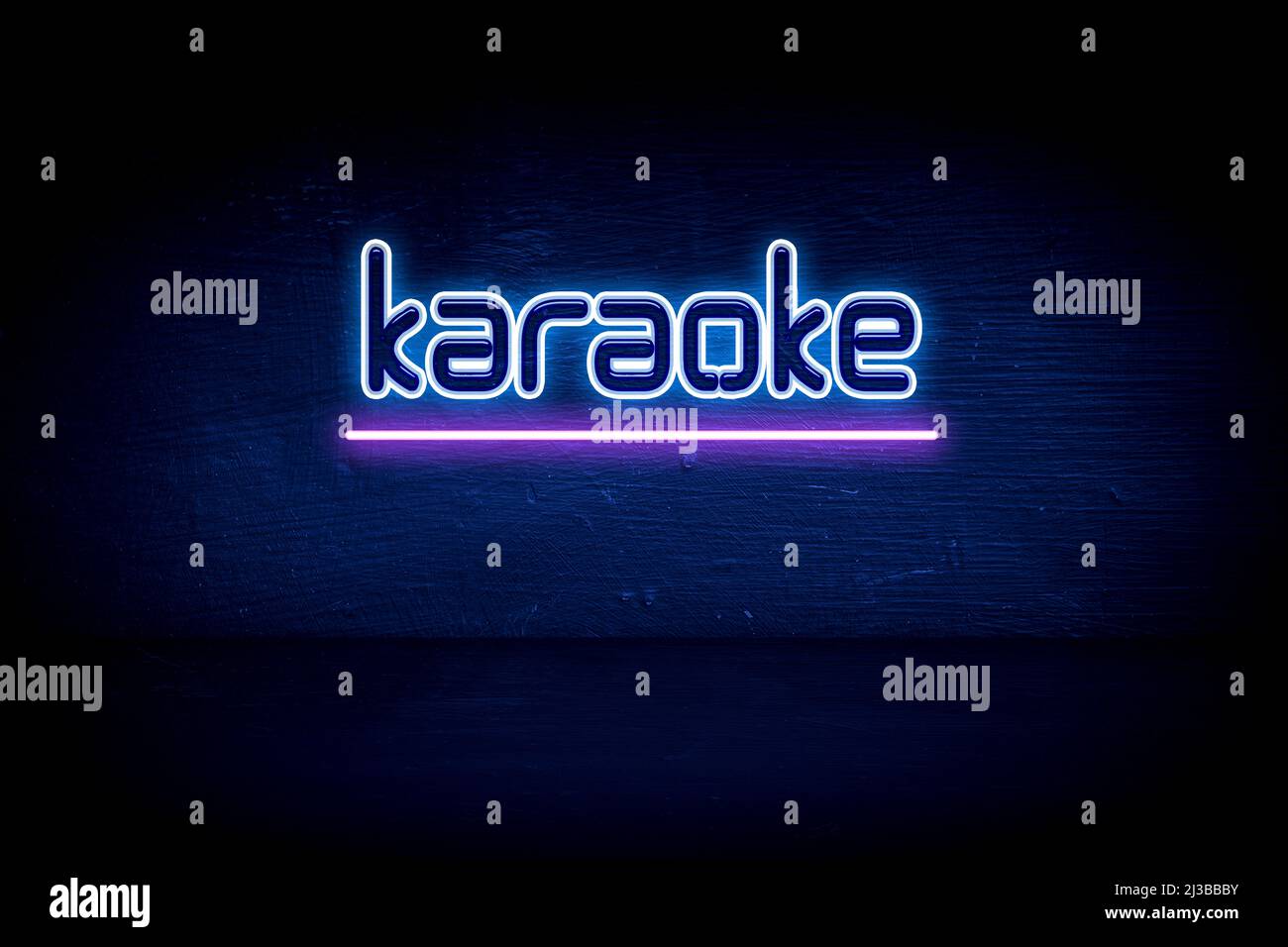 Karaoke - blue neon announcement signboard Stock Photo - Alamy