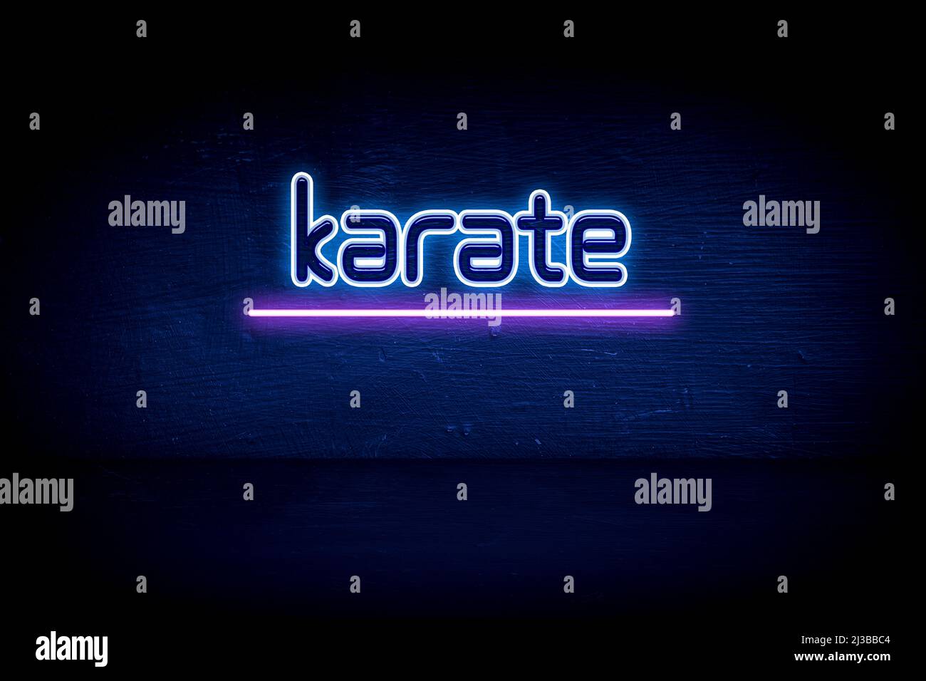 Karate - blue neon announcement signboard Stock Photo - Alamy