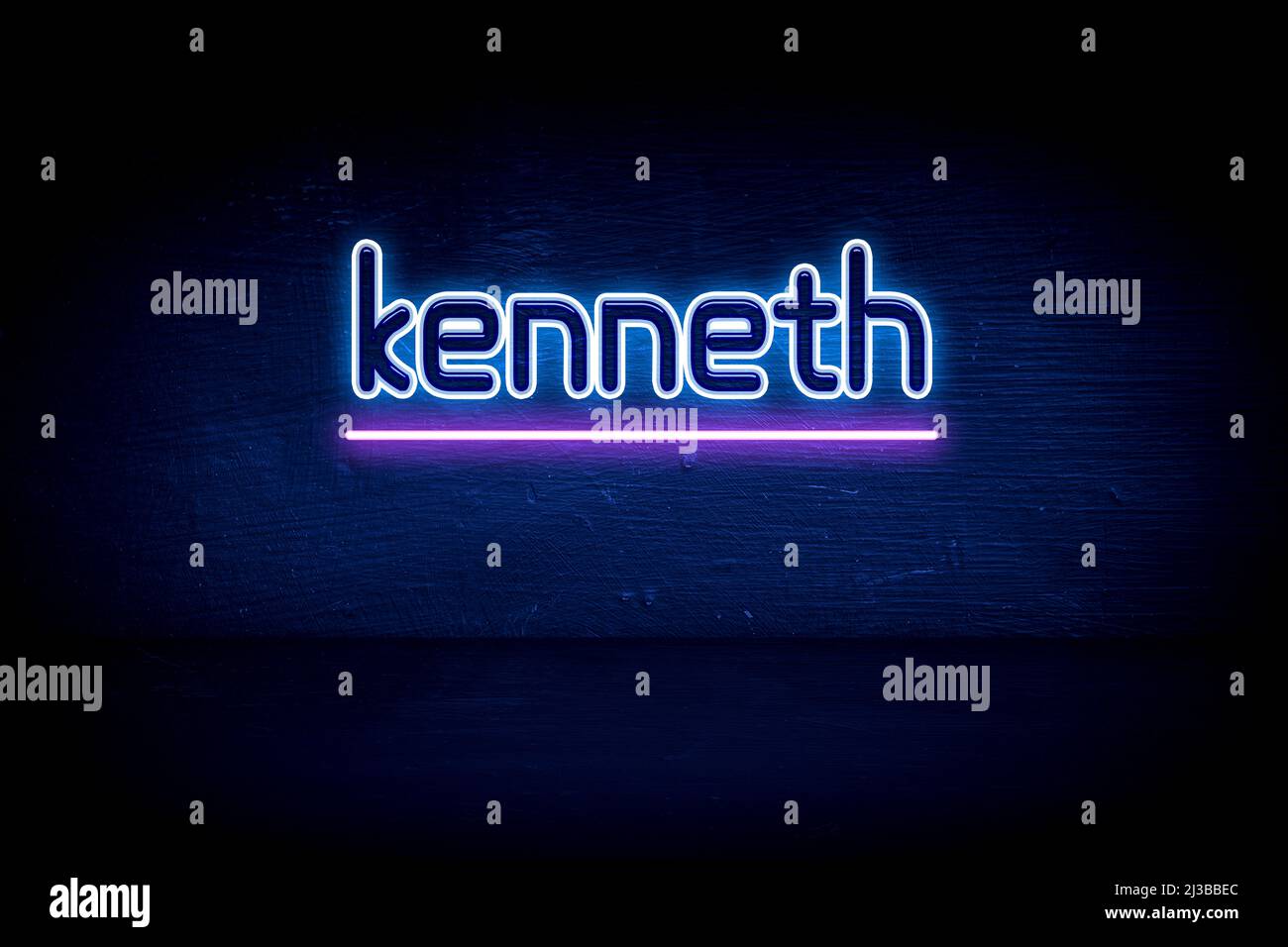 Kenneth - blue neon announcement signboard Stock Photo - Alamy