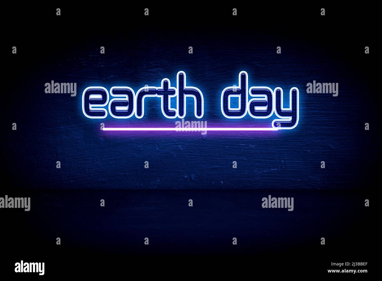 Earth Day - blue neon announcement signboard Stock Photo - Alamy