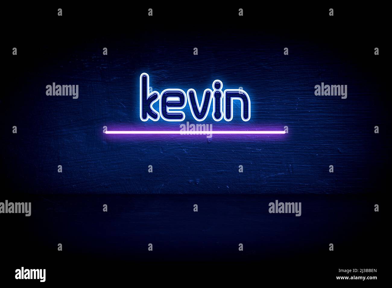 Kevin - blue neon announcement signboard Stock Photo - Alamy
