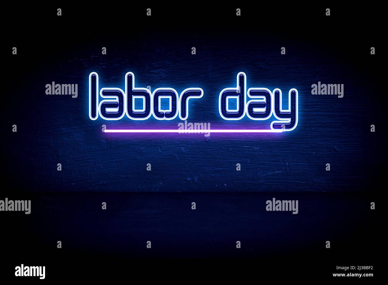 Labor Day - blue neon announcement signboard Stock Photo - Alamy