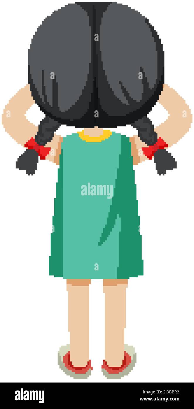 Back of a girl simple cartoon character illustration Stock Vector Image ...