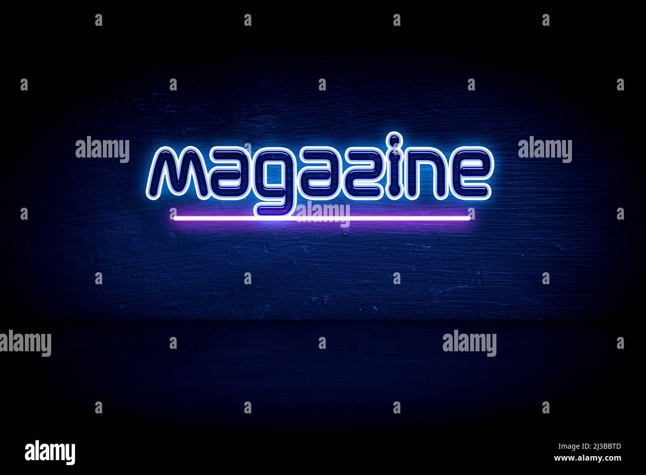 Magazine - blue neon announcement signboard Stock Photo - Alamy