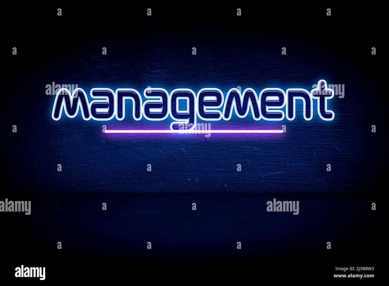 Management - blue neon announcement signboard Stock Photo - Alamy