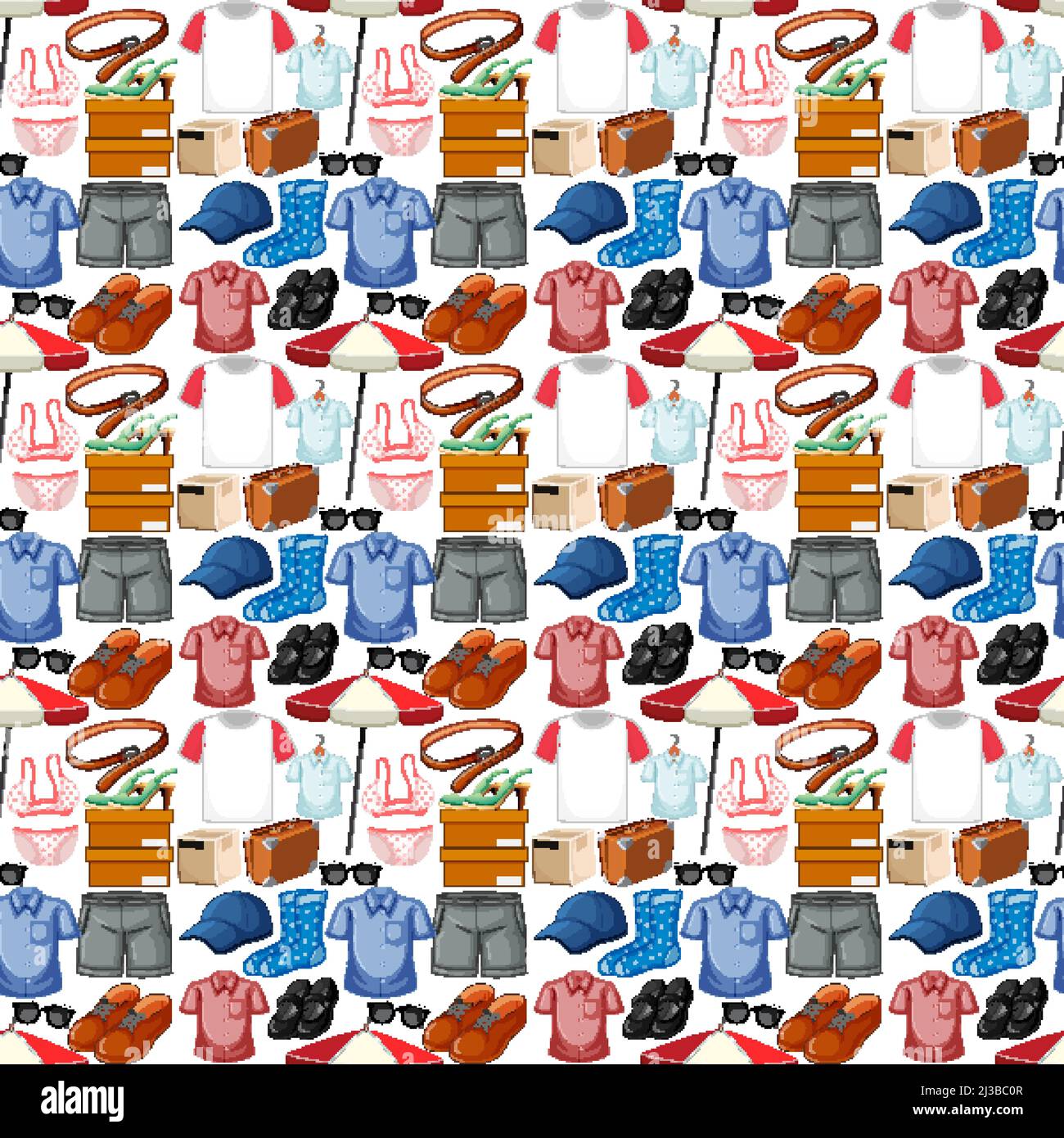 Seamless background design with cloth theme on white background ...