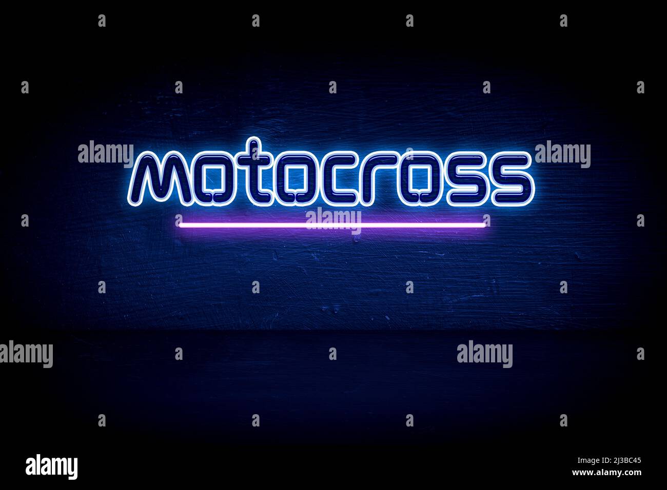 Motocross - blue neon announcement signboard Stock Photo - Alamy
