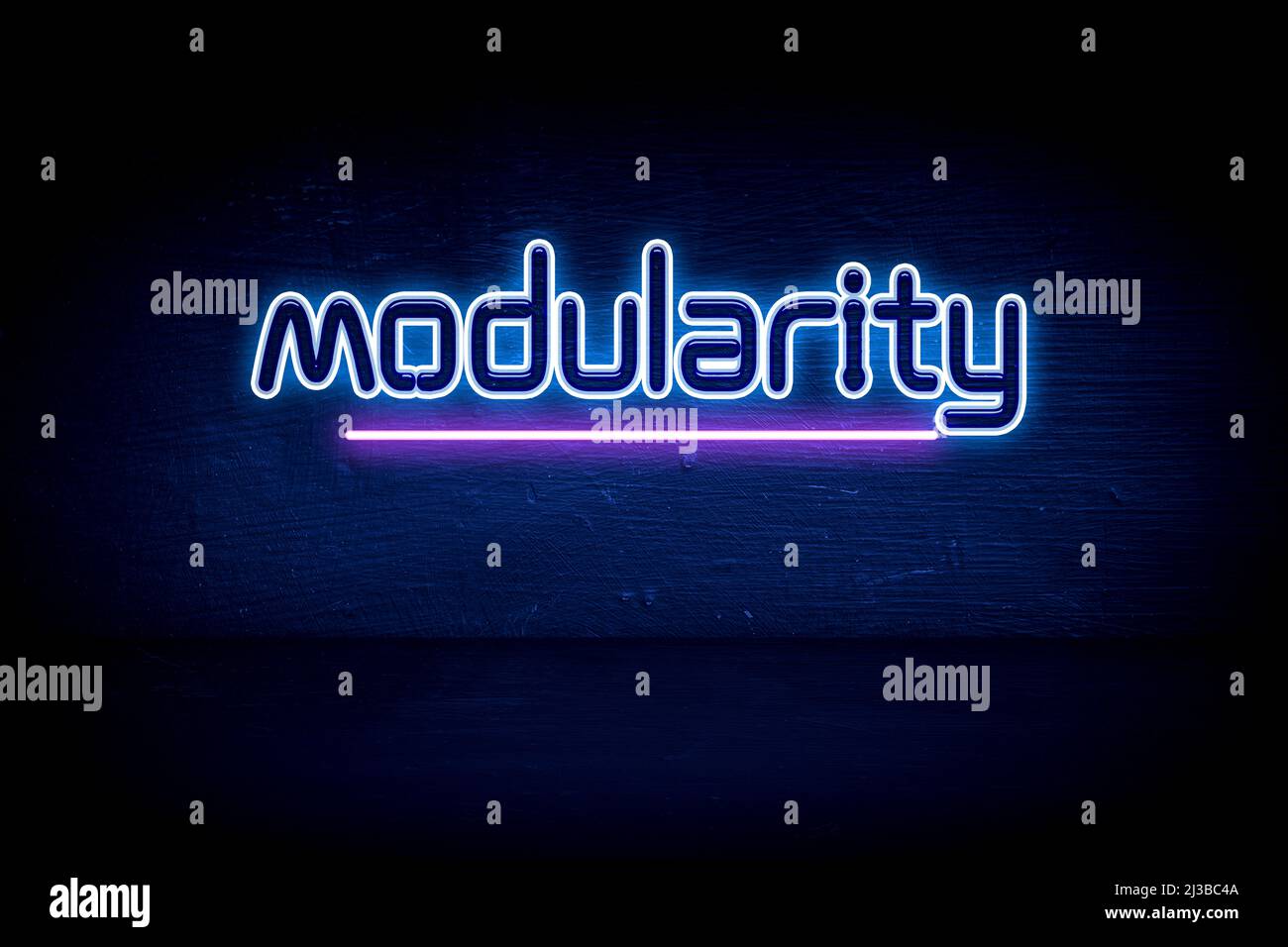 Modularity - blue neon announcement signboard Stock Photo - Alamy