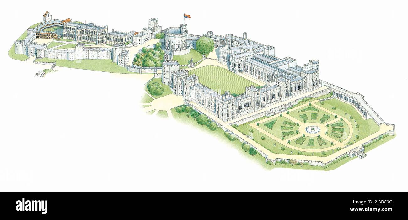Windsor castle illustration Cut Out Stock Images & Pictures - Alamy