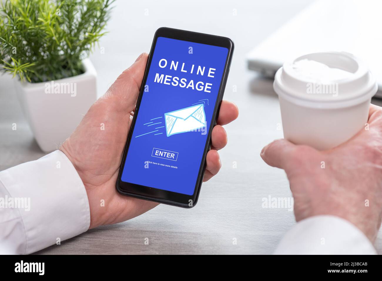 Smartphone screen displaying an online message concept Stock Photo - Alamy