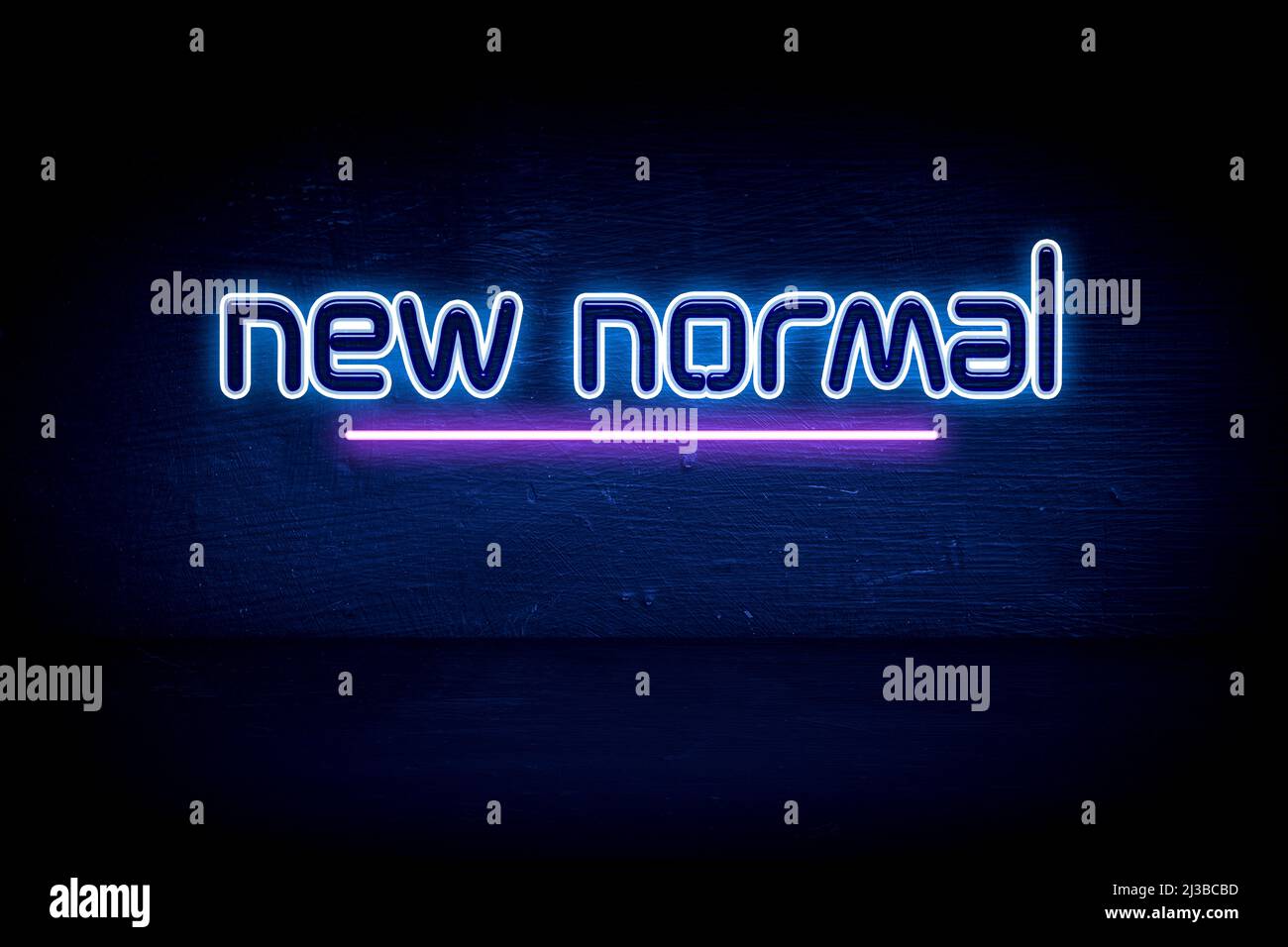 New normal - blue neon announcement signboard Stock Photo - Alamy