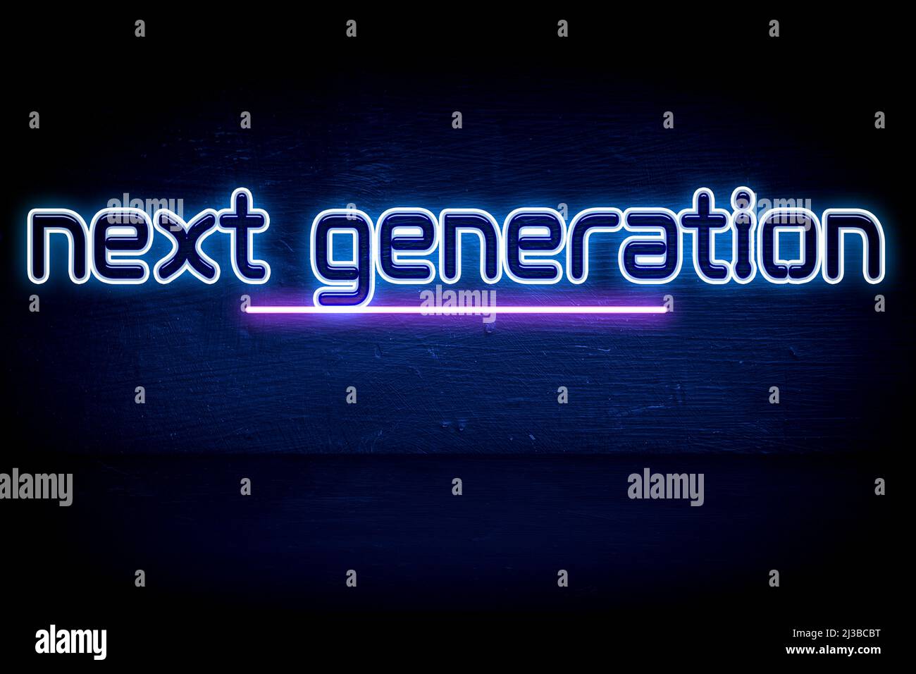 Next generation - blue neon announcement signboard Stock Photo - Alamy