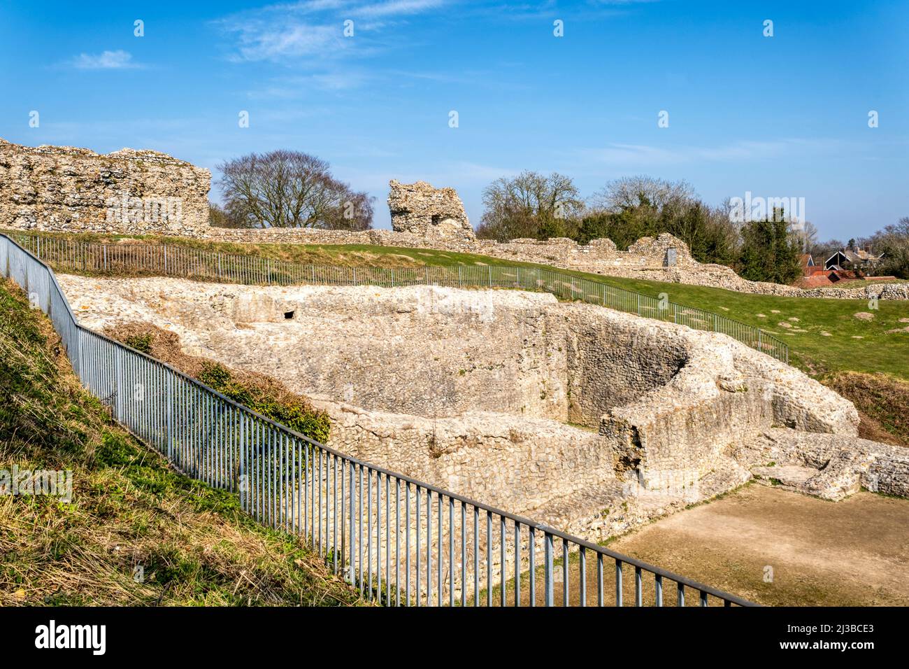The remains of the keep in the inner bailey at Castle Acre castle in ...