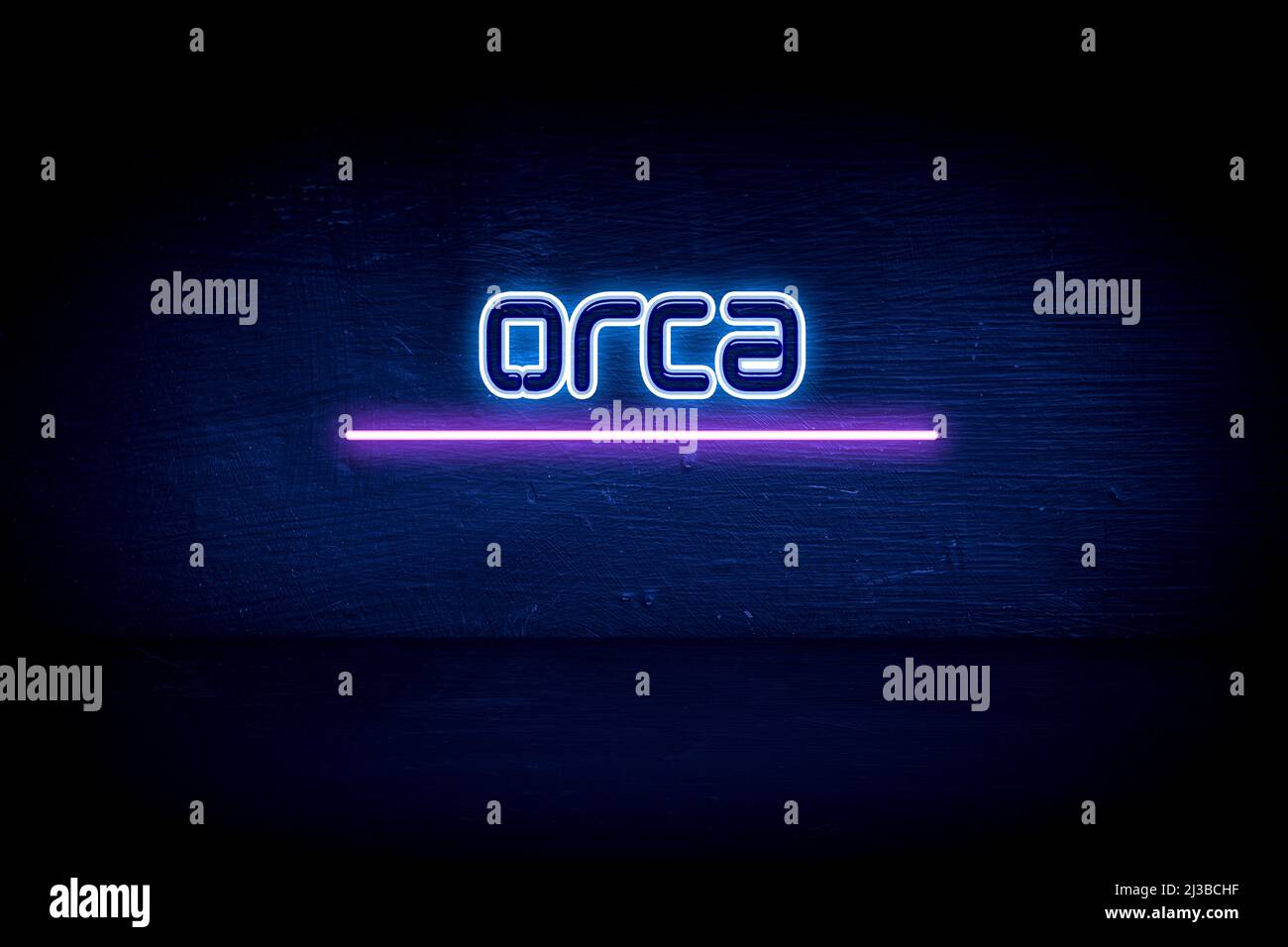 Orca - blue neon announcement signboard Stock Photo - Alamy