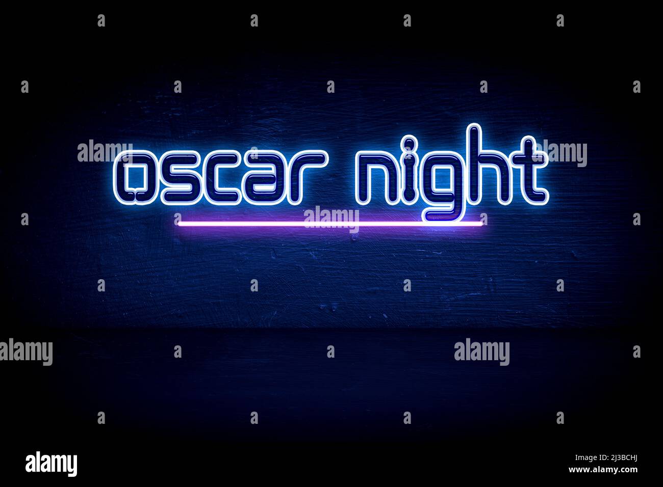 Oscar Night - blue neon announcement signboard Stock Photo - Alamy