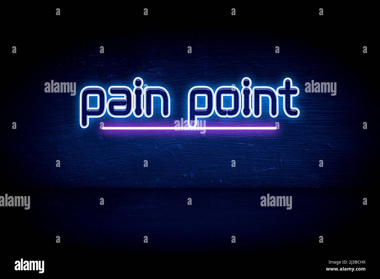 Pain point - blue neon announcement signboard Stock Photo - Alamy