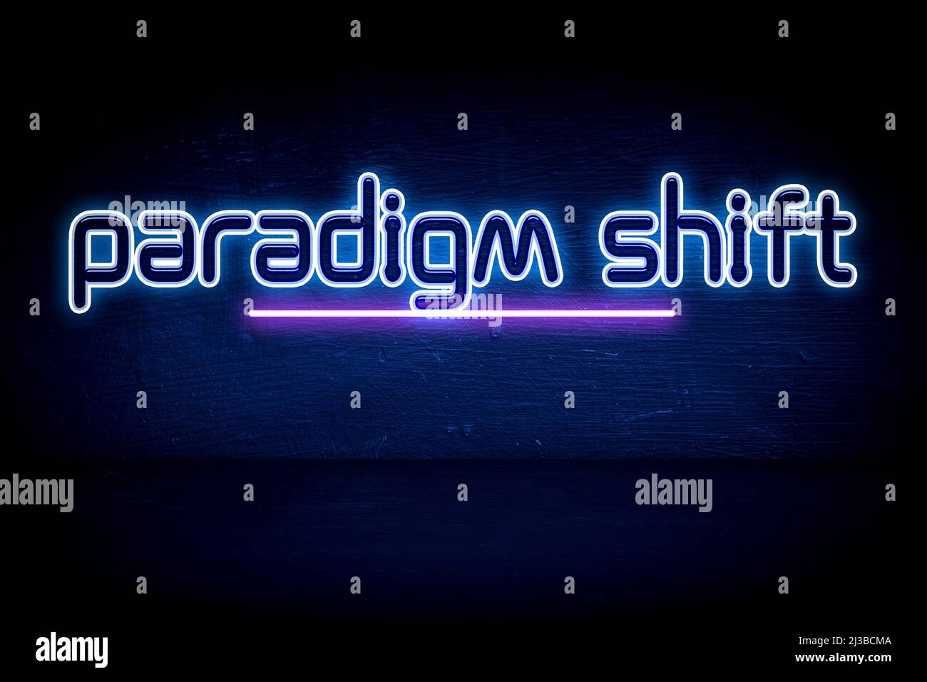 Paradigm shift - blue neon announcement signboard Stock Photo - Alamy
