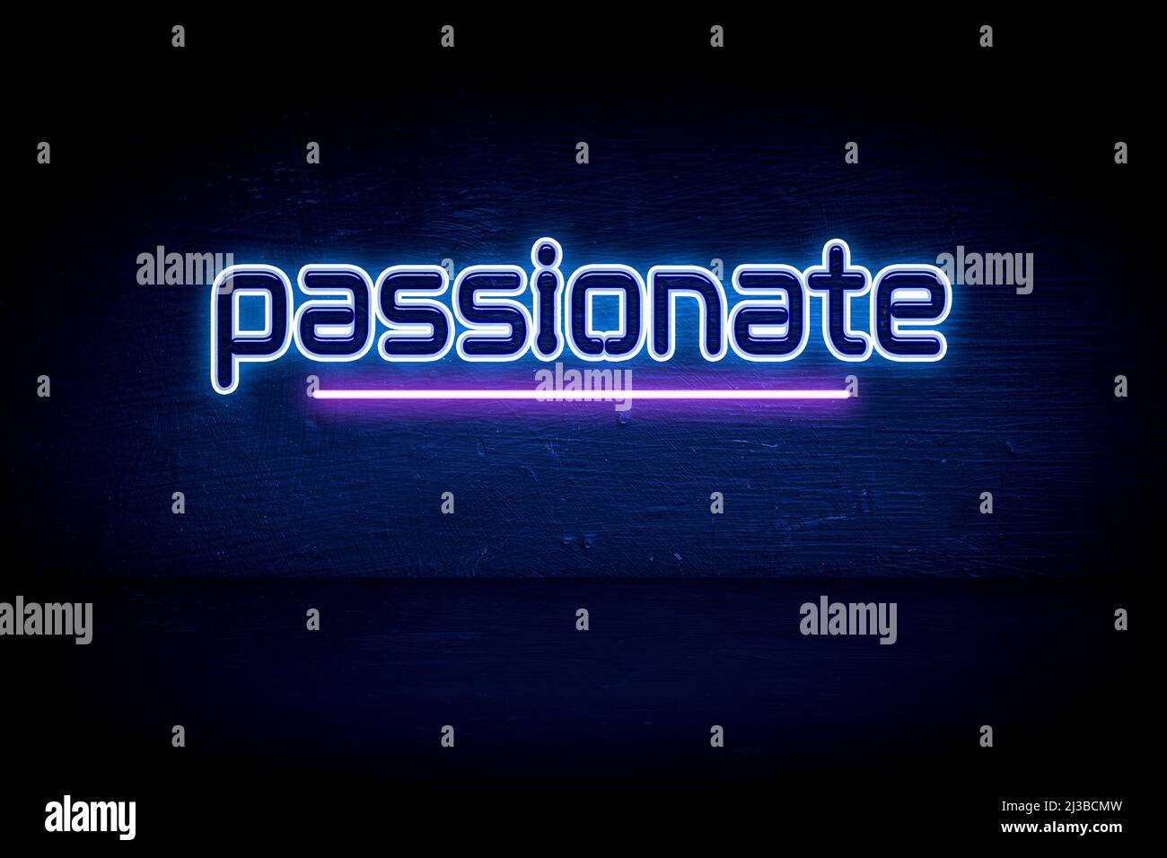 Passionate - blue neon announcement signboard Stock Photo - Alamy