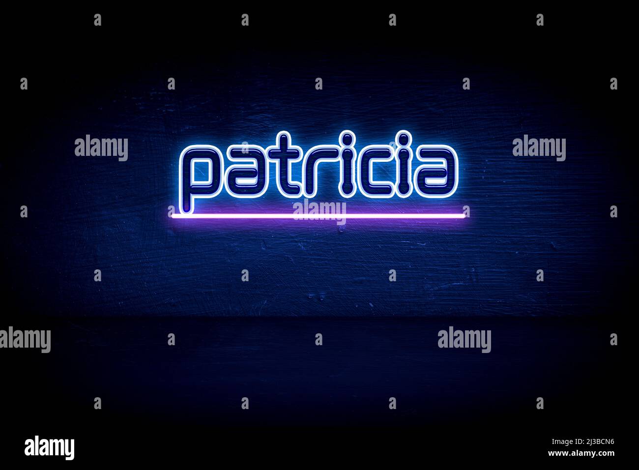 Patricia - blue neon announcement signboard Stock Photo - Alamy