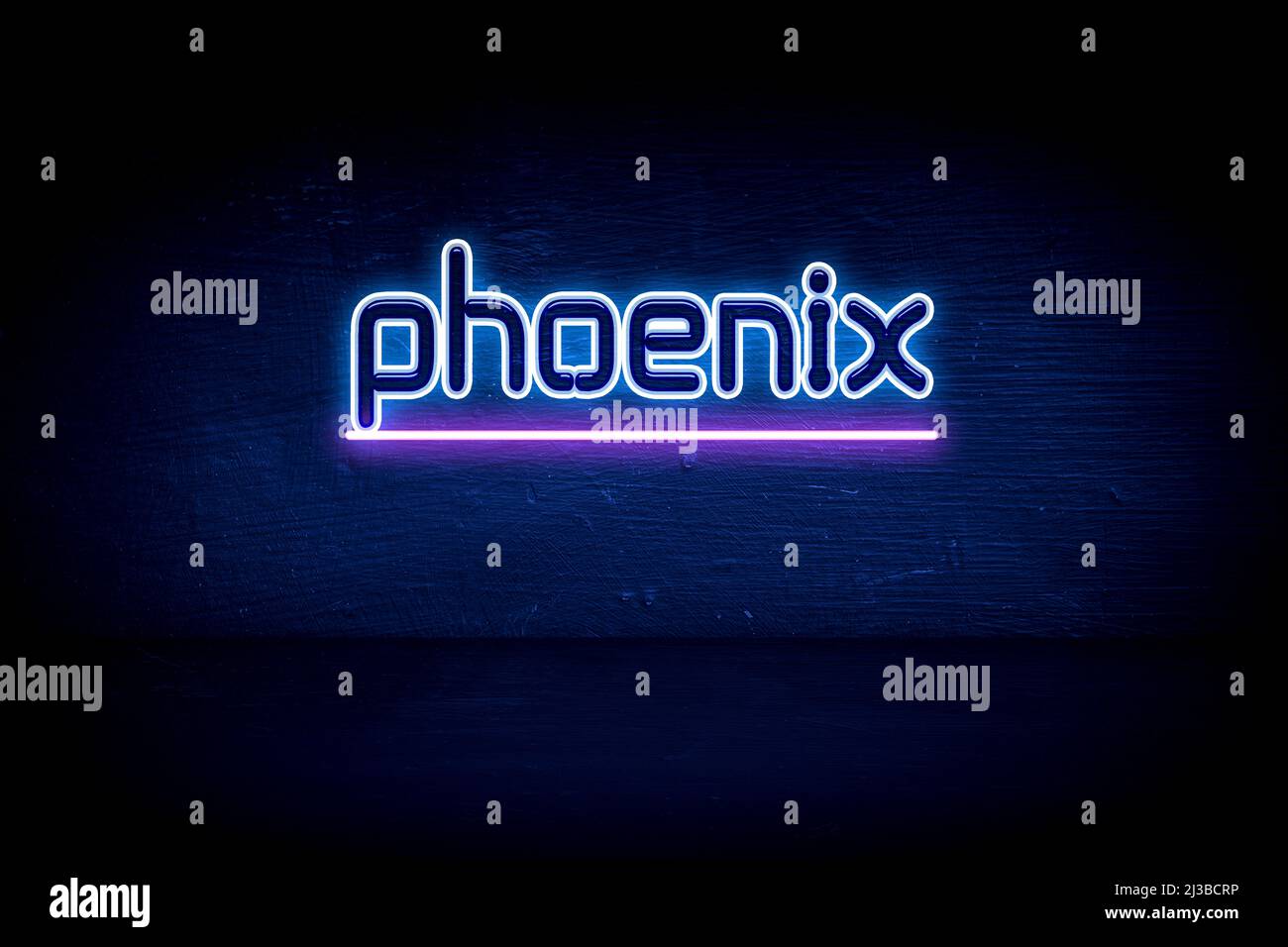 Phoenix - blue neon announcement signboard Stock Photo - Alamy