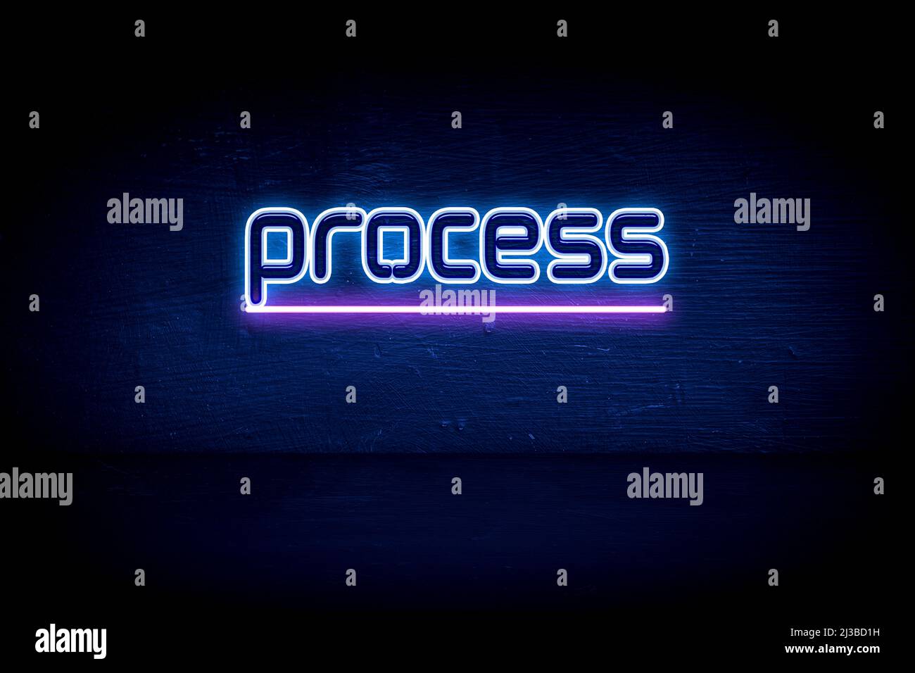Process - blue neon announcement signboard Stock Photo - Alamy