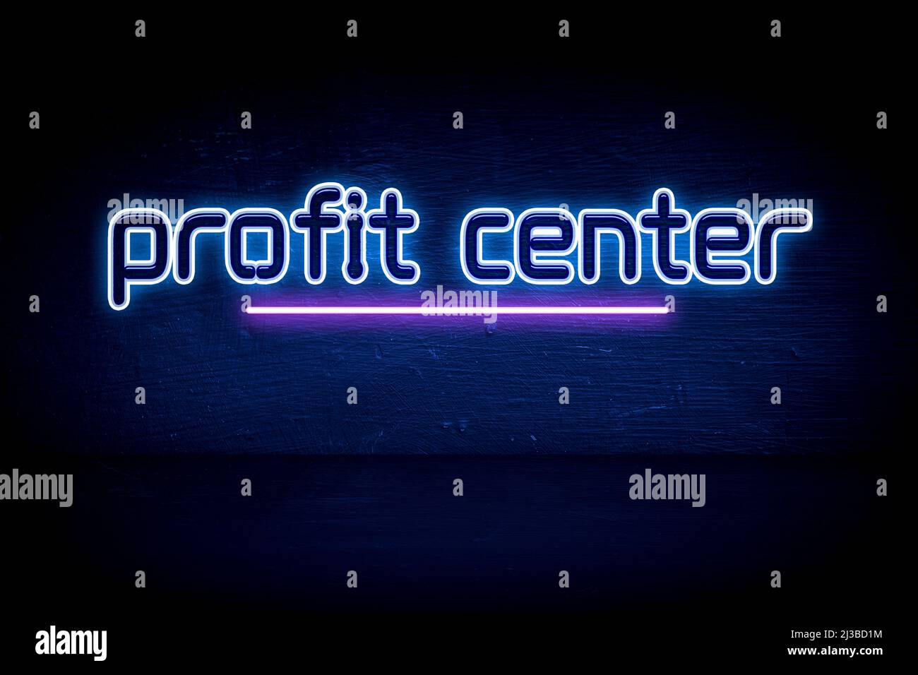 Profit center - blue neon announcement signboard Stock Photo - Alamy