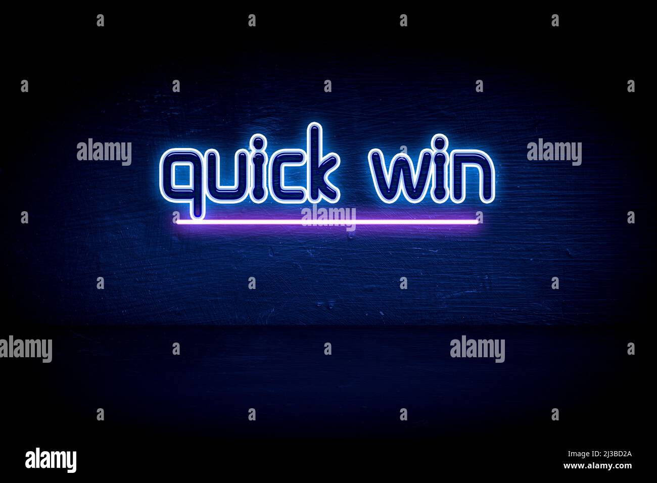 Quick win - blue neon announcement signboard Stock Photo - Alamy