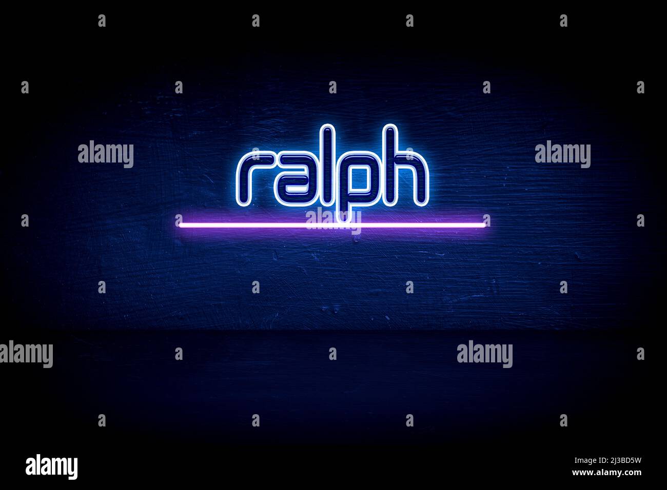Ralph - blue neon announcement signboard Stock Photo - Alamy
