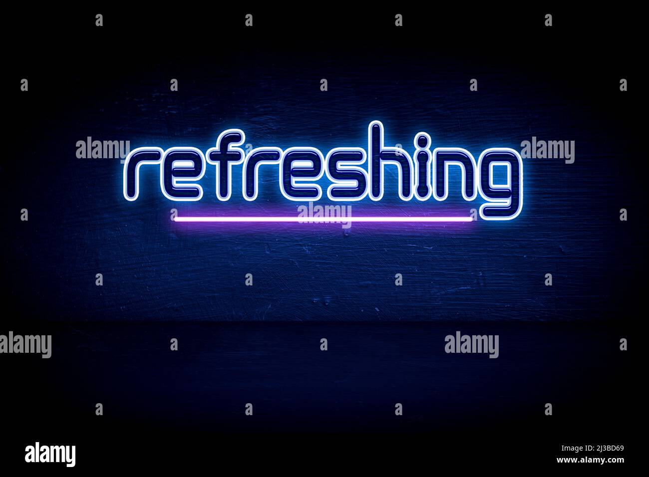 refreshing - blue neon announcement signboard Stock Photo - Alamy