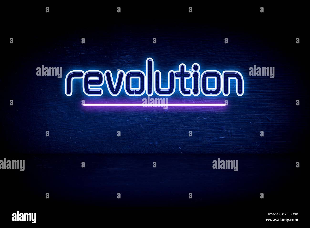 Revolution - blue neon announcement signboard Stock Photo - Alamy