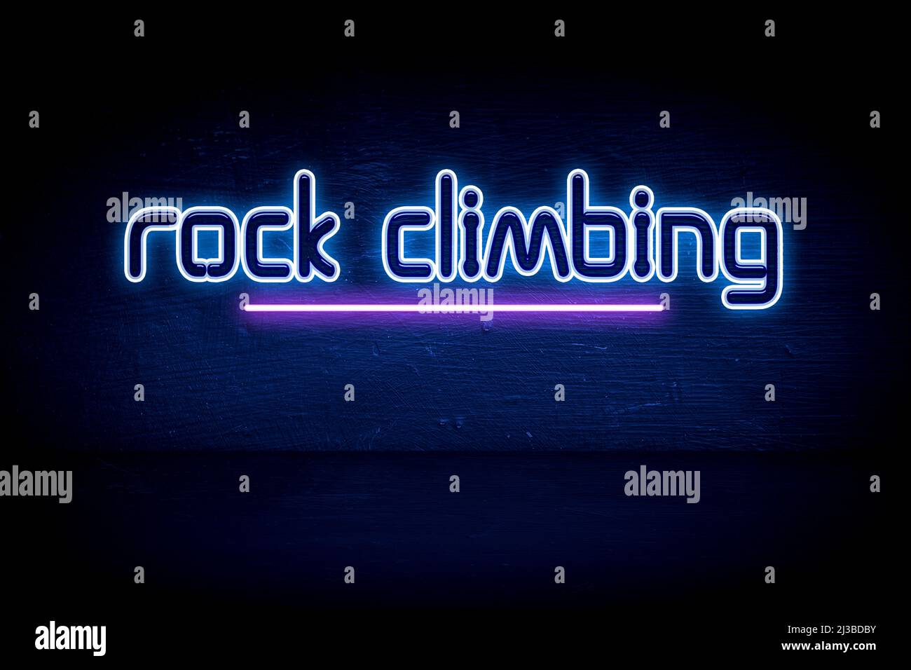 Rock Climbing - blue neon announcement signboard Stock Photo - Alamy