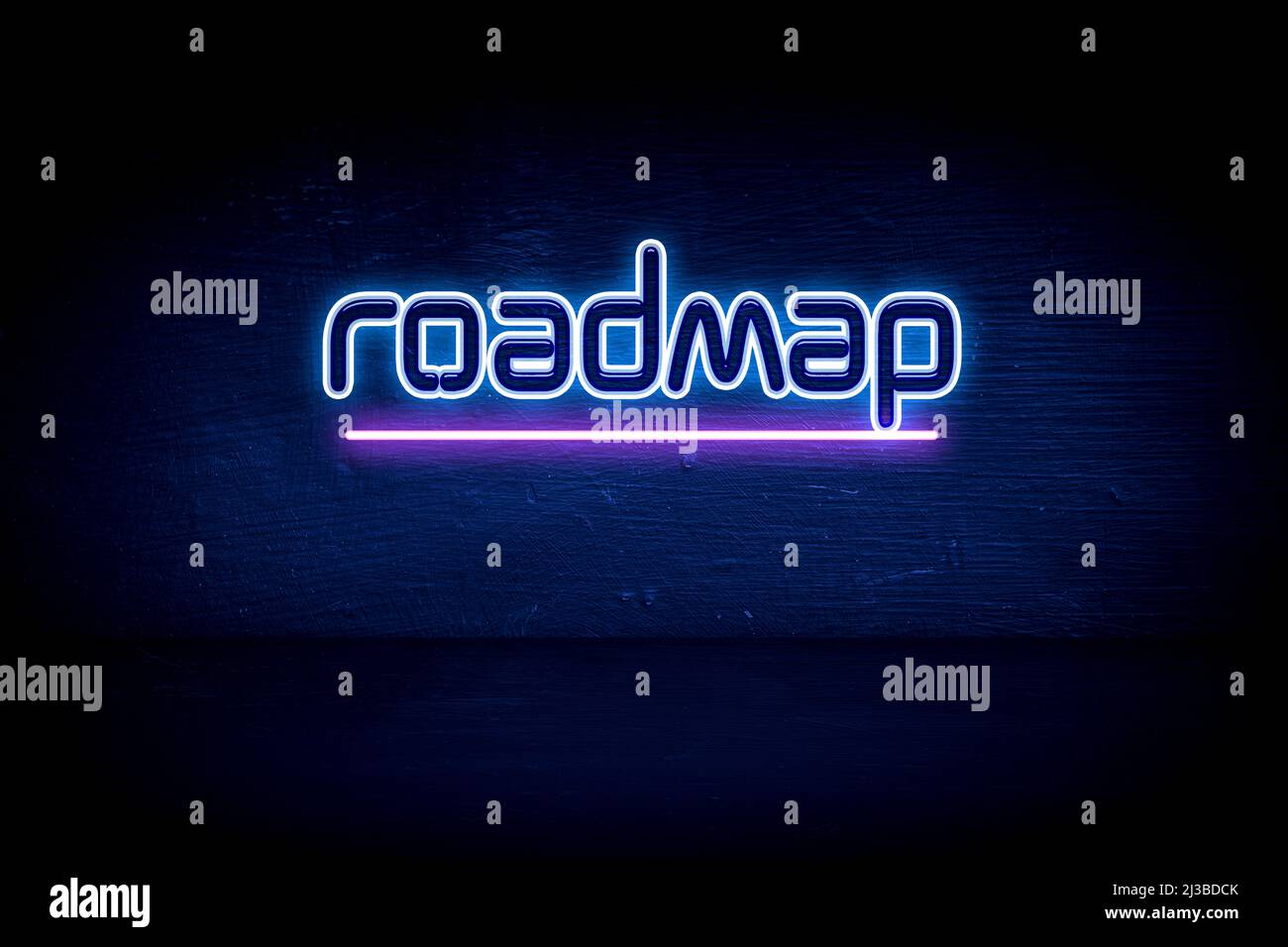 Roadmap - blue neon announcement signboard Stock Photo - Alamy