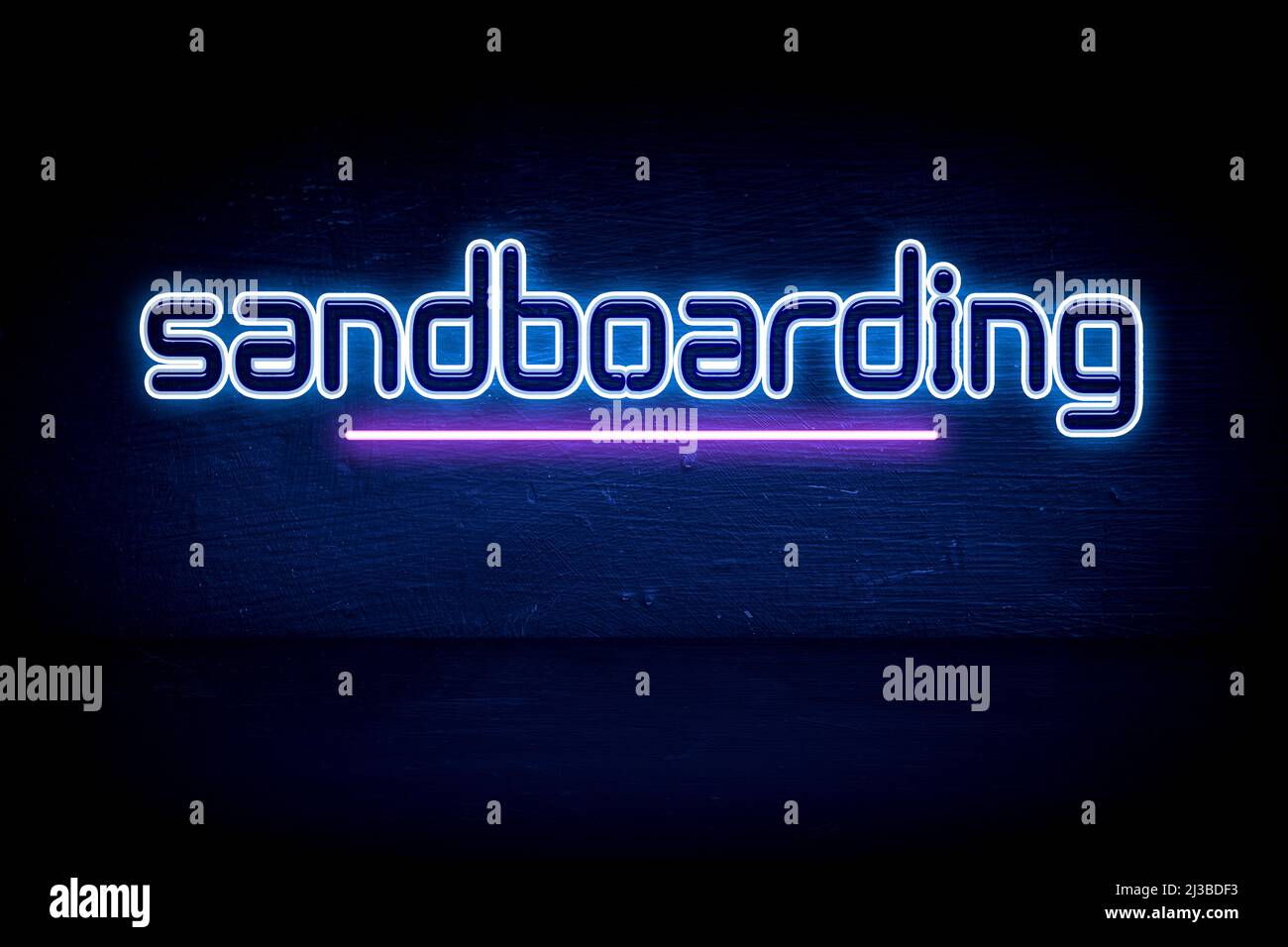 Sandboarding - blue neon announcement signboard Stock Photo - Alamy