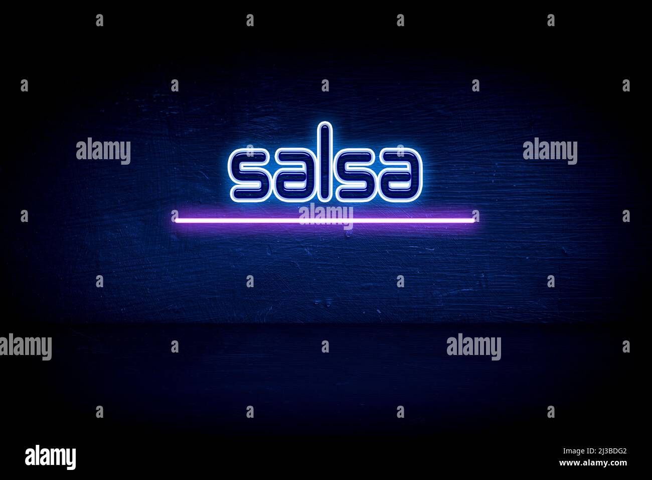 Salsa - blue neon announcement signboard Stock Photo - Alamy