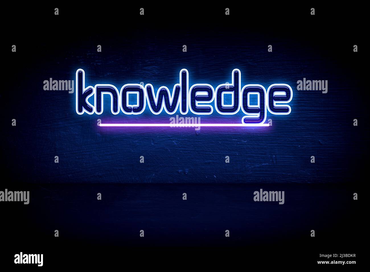 Knowledge - blue neon announcement signboard Stock Photo - Alamy