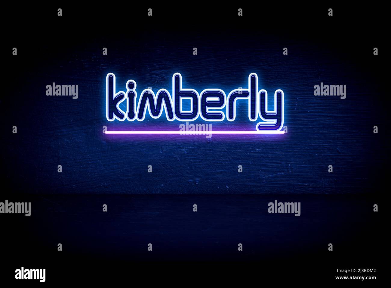 Kimberly - blue neon announcement signboard Stock Photo - Alamy