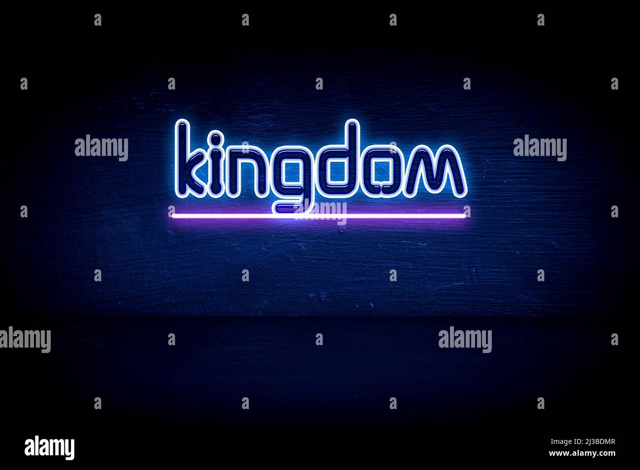 Kingdom - blue neon announcement signboard Stock Photo - Alamy