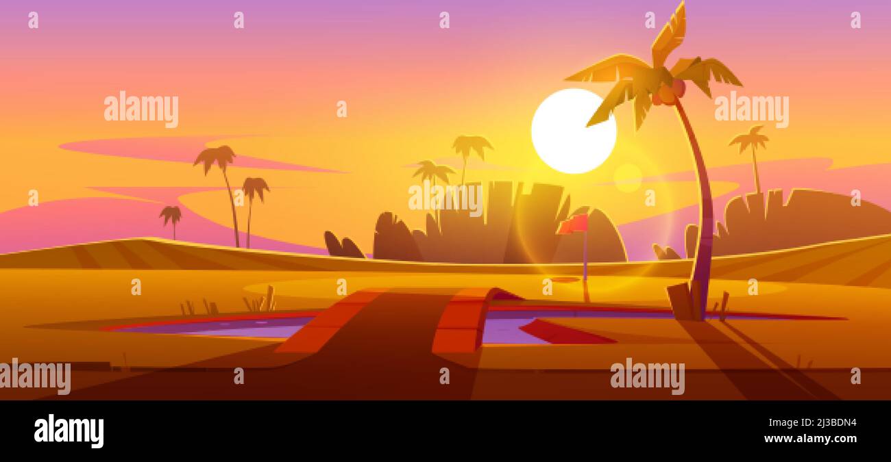 Sunset golf lake Stock Vector Images - Alamy