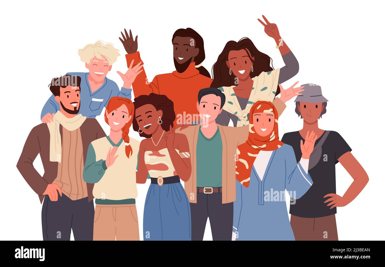 Mixed group friends Stock Vector Images - Alamy