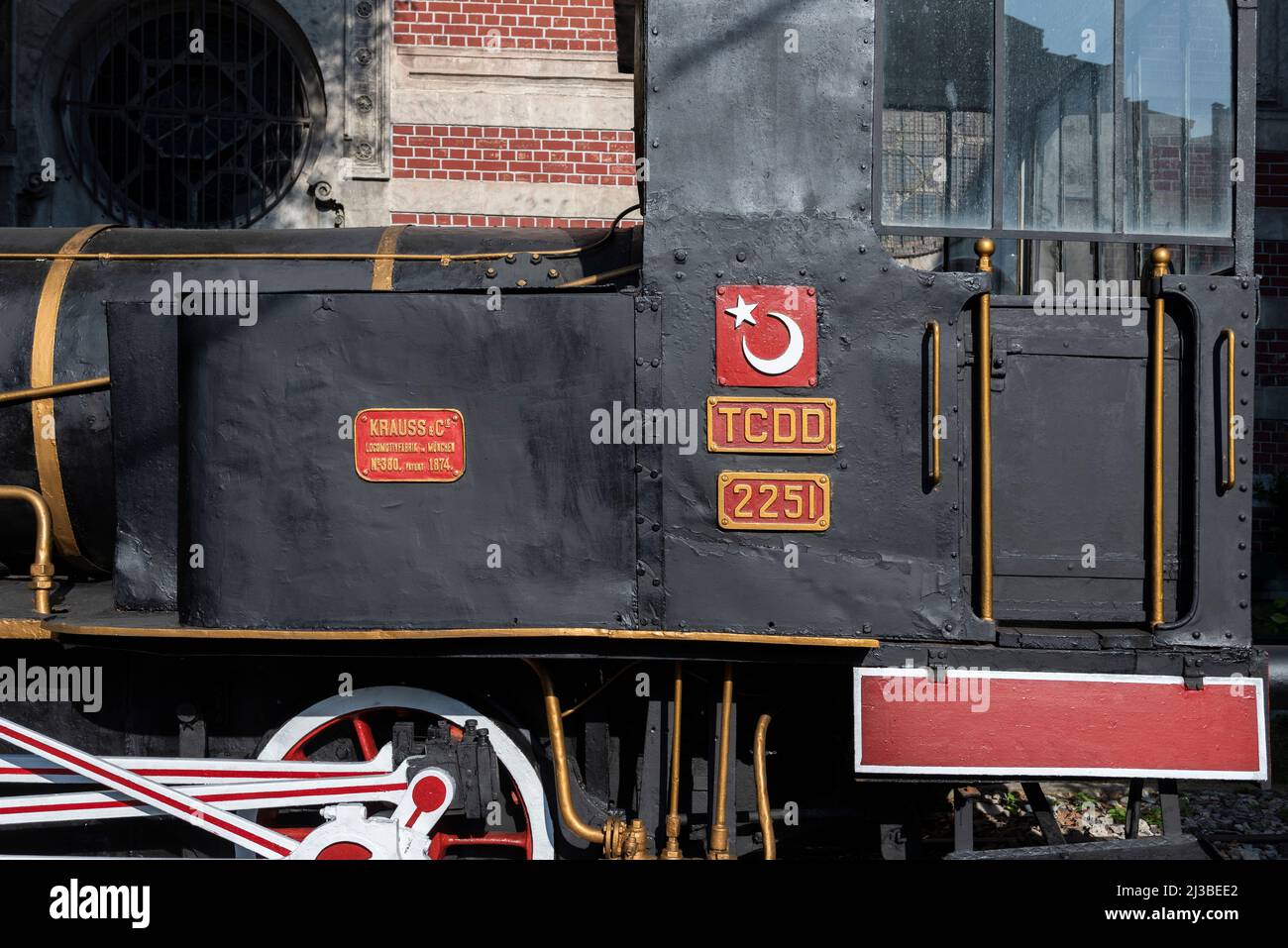 TURKEY, ISTANBUL - SEPTEMBER 2, 2019: Old steam locomotive TCDD 2251 ...
