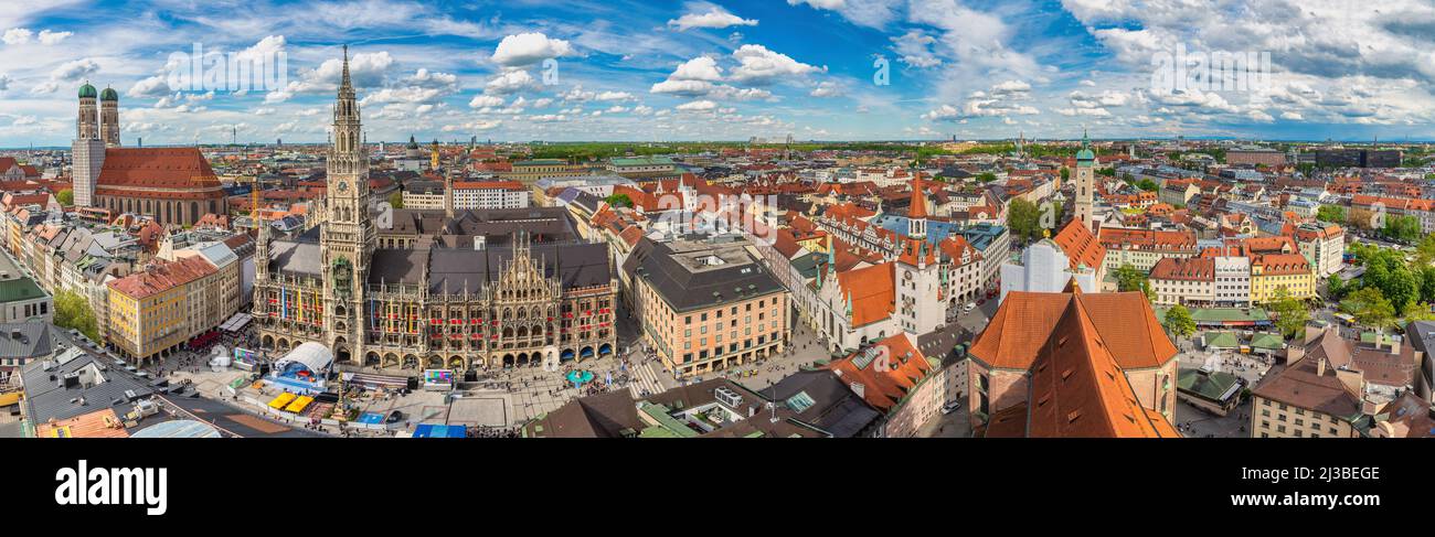 Munich Germany, high angle view panorama city skyline at Marienplatz ...