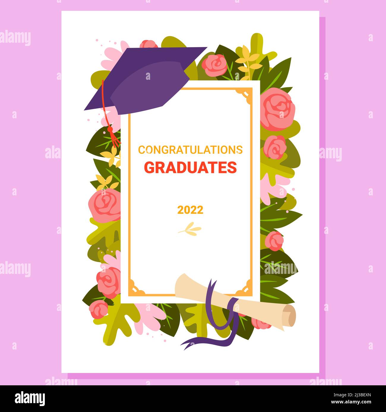 Graduate congratulations card with diploma and hat Stock Vector Image ...