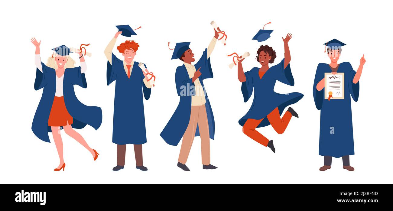 Set of graduate happy excited students Stock Vector Image & Art - Alamy