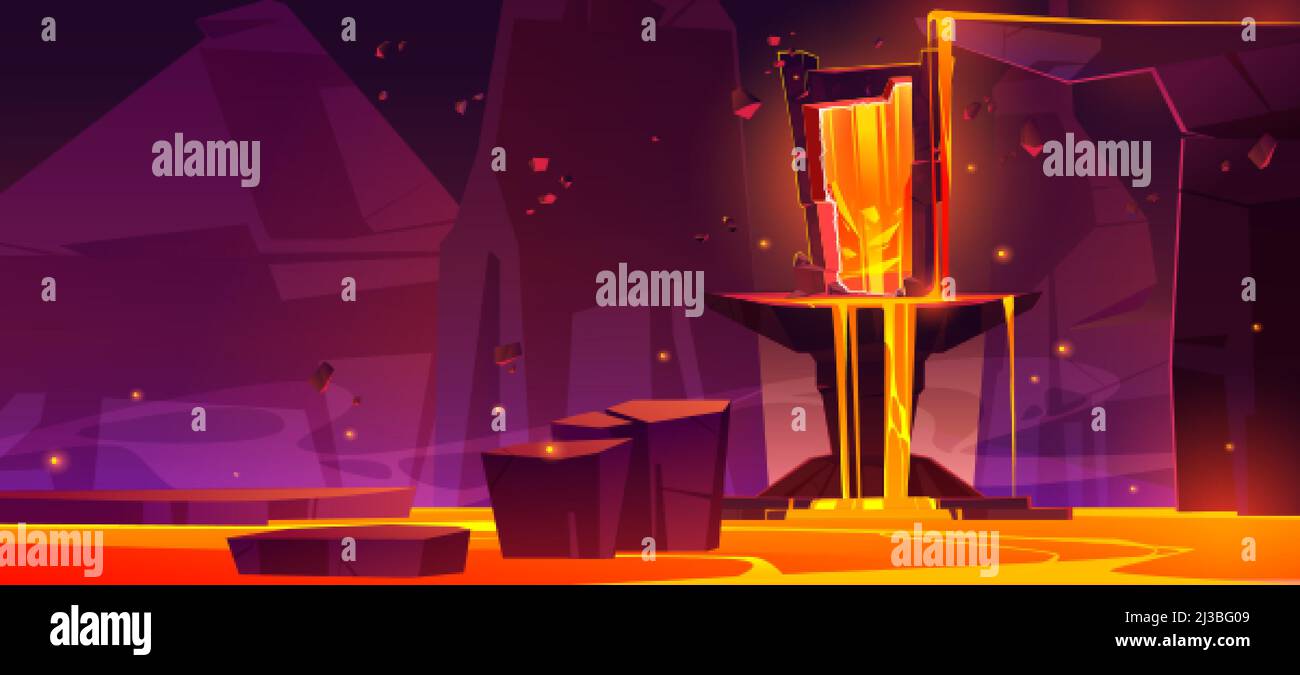 Magic portal in hell underground landscape, infernal door in hot ...