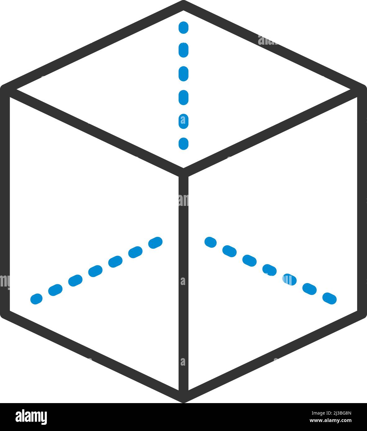 Cube With Projection Icon. Editable Bold Outline With Color Fill Design ...
